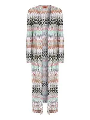 Missoni Cotton And Viscose Lamé Long Cardigan With Lace Motif - Multicoloured