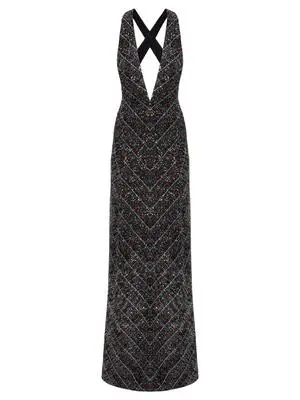 Missoni Sequined V-neck Maxi Dress With Criss-cross Back - Multicoloured
