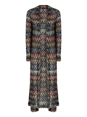Missoni Long Viscose Lamé Cardigan With Lace Motif - Multicoloured