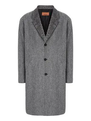Missoni Wool Cloth Coat With Chevron Pattern - Grey