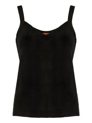 Missoni Sleeveless Chevron Knit Top - Black