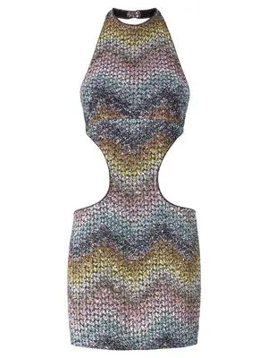 Missoni Sleeveless Mini Dress With Zigzag Texture And Cut-out Detail - Multicoloured