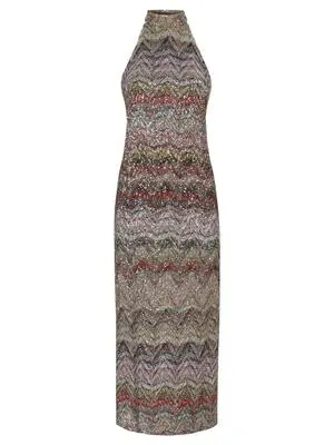 Missoni Halter Neck Midi Dress With Zigzag Pattern And Sequins - Multicoloured