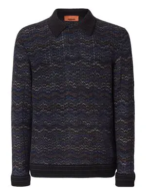 Missoni Sleeve Cashmere And Viscose Polo Shirt - Blue