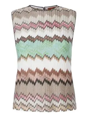 Missoni Sleeveless Crewneck Top In Viscose Lam - Multicoloured