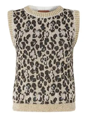 Missoni Jacquard Knit Sequined Crewneck Top - Beige