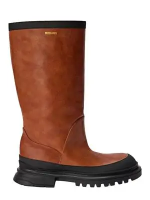 Missoni Leather Mid Calf Boots - Brown