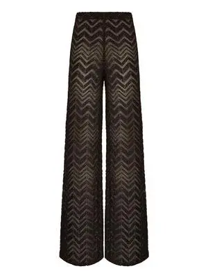 Missoni Wide Leg Zigzag Sequin Trousers - Brown