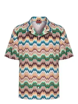 Missoni Bowling Shirt With Irregular Zig Zag Print - Multicoloured