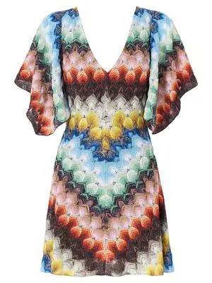 Missoni Missoni Short Dress In Lamé Viscose Blend With Lace Motif And V-Neck Multicoloured
