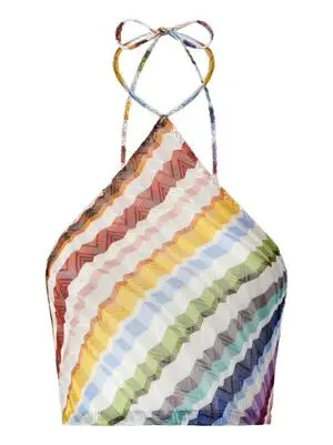 Missoni Zig Zag Tulle Halterneck Cropped Top - Multicoloured