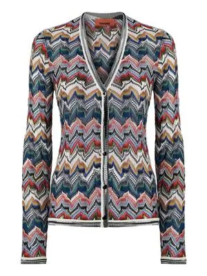 Missoni V-neck Cardigan In Embroidered Lace - Multicoloured