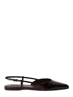 Missoni Faux Crocodile Effect Pointed Toe Slingbacks - Brown