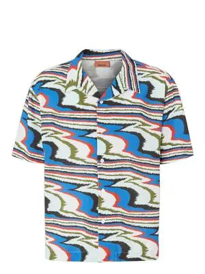Missoni Bowling Shirt In Viscose With Flame Print - Multicoloured