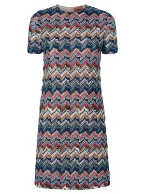 Missoni Short Sleeve Embroidered Lace Dress - Multicoloured