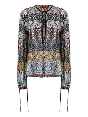 Missoni Crew Neck Blouse In Embroidered Lace - Multicoloured