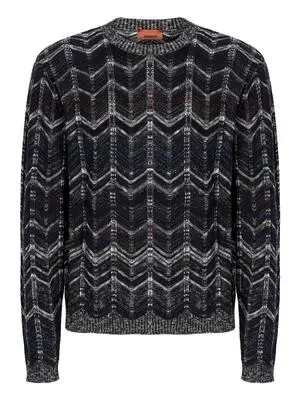 Missoni Cotton Chevron Knit Pullover - Blue