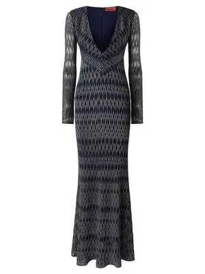 Missoni 3d Diamond Viscose Gown - Blue
