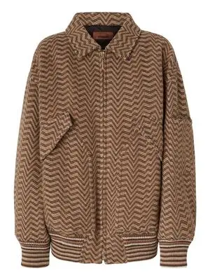 Missoni Irregular Chevron Bomber Jacket - Beige