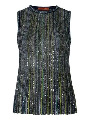 Missoni Missoni Sleeveless Ribbed Top With Sequins Green