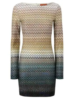 MISSONI Missoni Long Sleeve Bateau Neckline Mini Dress