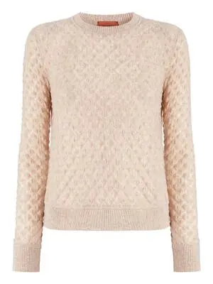 Missoni Cashmere Crewneck Sweater With Lace Pattern - Beige