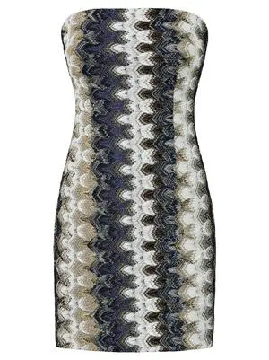 Missoni Bustier Mini Dress In Lamé Viscose With Lace Motif - Multicoloured
