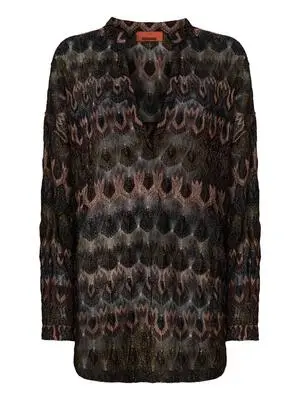 Missoni Viscose Lamé Blouse With Arabesque Motif - Brown