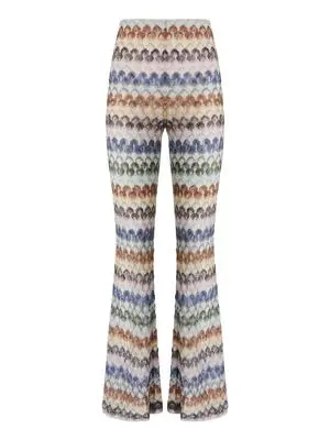 Missoni Flare Viscose Lamé Trousers With Lace Motif - Multicoloured