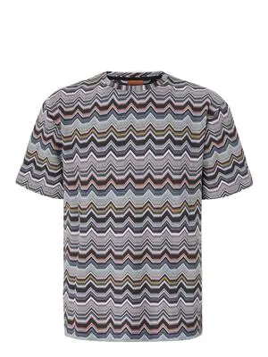 Missoni Crew Neck T-shirt With Geometric Zigzag - Multicoloured