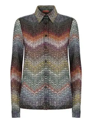 Missoni Viscose Lamé Shirt With Sequins And Greek Zigzag Pattern - Multicoloured