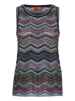 Missoni Sleeveless Chevron Lamé Top - Multicoloured