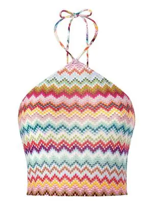 Missoni Missoni Lamé Viscose Halter Neck Top With Pixel Zigzag Pattern Multicoloured