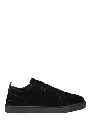 CHRISTIAN LOUBOUTIN St Louis Velvet Calf Leather Slip-on Sneakers - Black