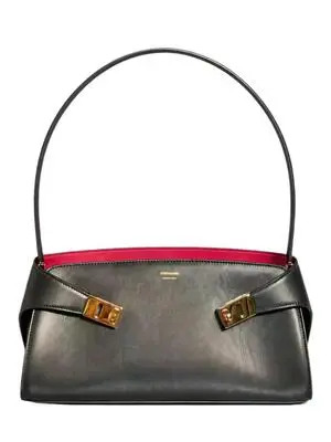FERRAGAMO Buckle-detail Leather Shoulder Bag - Black