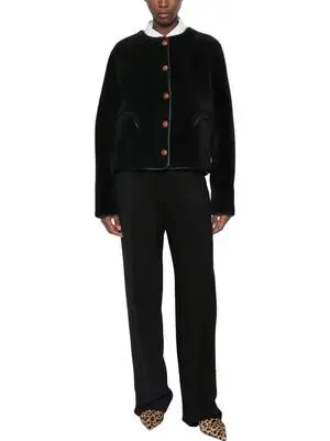 BLAZÉ MILANO Shearling Jacket With Leather Trim - Black