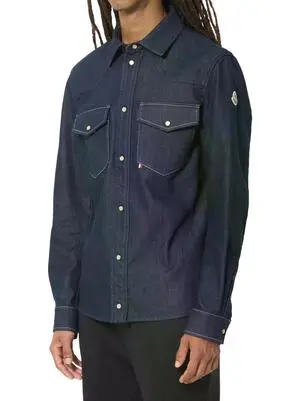 Moncler Logo-patch Denim Overshirt - Blue