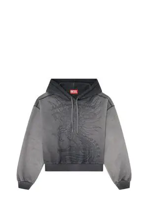 DIESEL® Hooded Sweatshirt With Dévoré Print - Grey