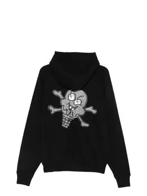 ICECREAM Rhinestone Embellished Zip-up Hoodie - Black