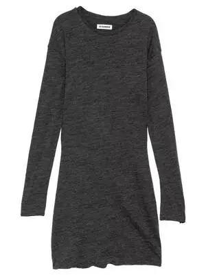 JIL SANDER Long-sleeve Crew Neck Mini Dress - Grey