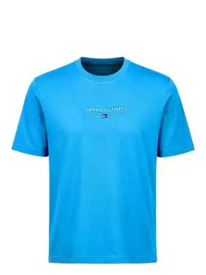 Tommy Hilfiger Logo-embroidered Cotton T-shirt - Blue