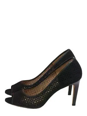TORY BURCH Tory Burch Elinor Suede Laser-Cut Peep Toe Pumps