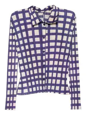 Issey Miyake Plissé-effect Checked Shirt - Blue