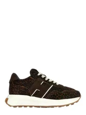 Hogan H641 Sneakers Leopard Print Calf Hair - Brown