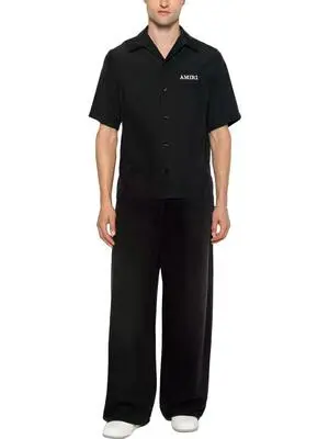 Amiri Logo-embroidered Camp-collar Shirt - Black