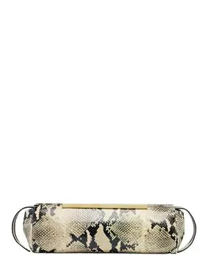 Khaite Snake-effect Leather Clutch Bag - Neutrals