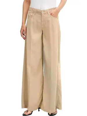 VICOLO Wide-leg Jeans With Pressed Crease - Neutrals