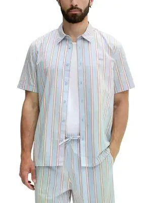 Lacoste Vertical-stripe Cotton Shirt - Blue
