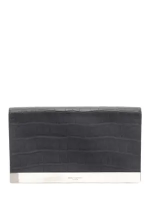 Saint Laurent Croc-embossed Leather Clutch - Black