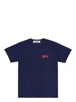 Play Comme Des Garcon Double Heart T-shirt - Blue